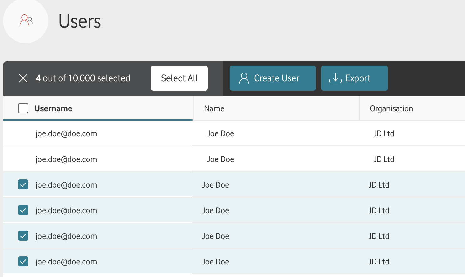 Exporting a list of users